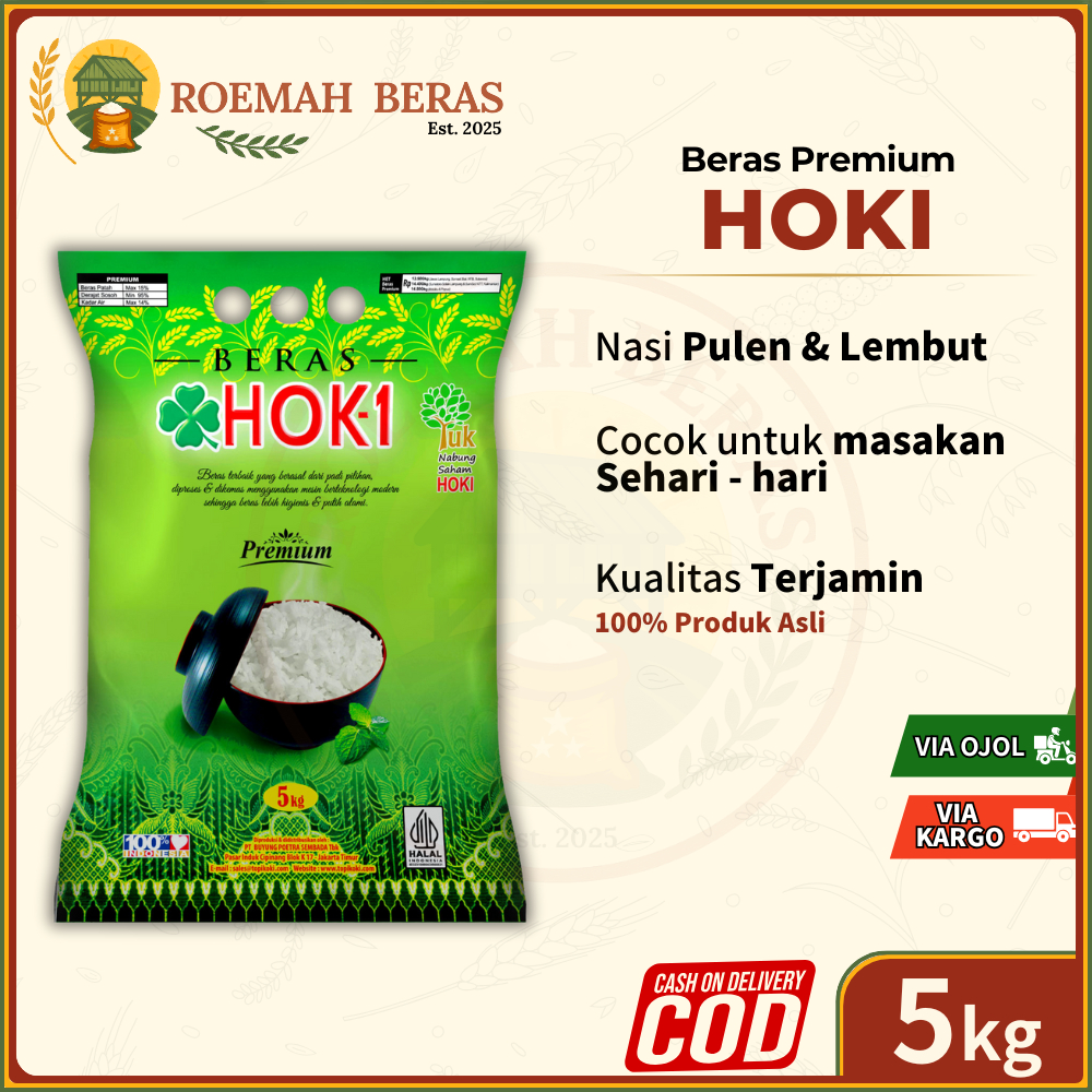 Jual Beras HOKI 5 Kg - Beras Pulen - Beras Putih Bersih - Berkualitas ...