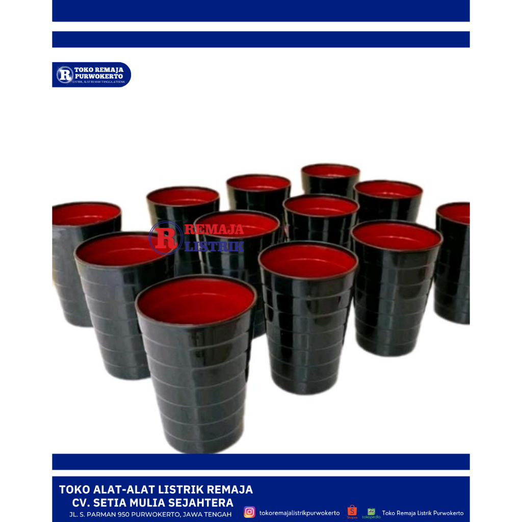 Jual Gelas Tinggi Meishing Melamine Merah Hitam | Shopee Indonesia