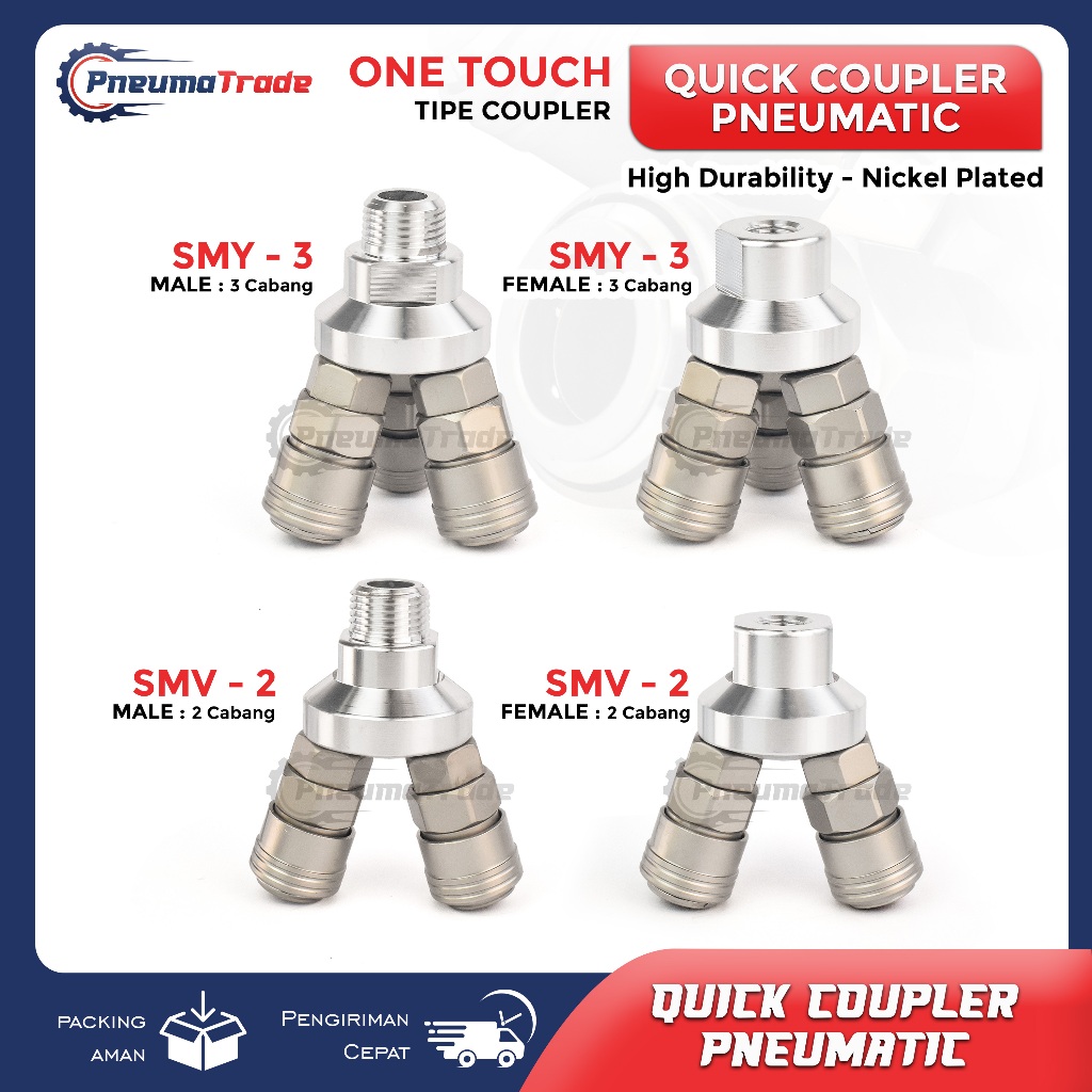 Jual SMV SMY Quick coupler / One touch coupler 2 Way 3 way Quick ...