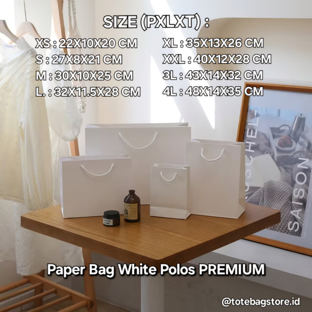 Jual Full White Paper Bag Tebal Putih Polos Tas Kado Hadiah / Goodie ...