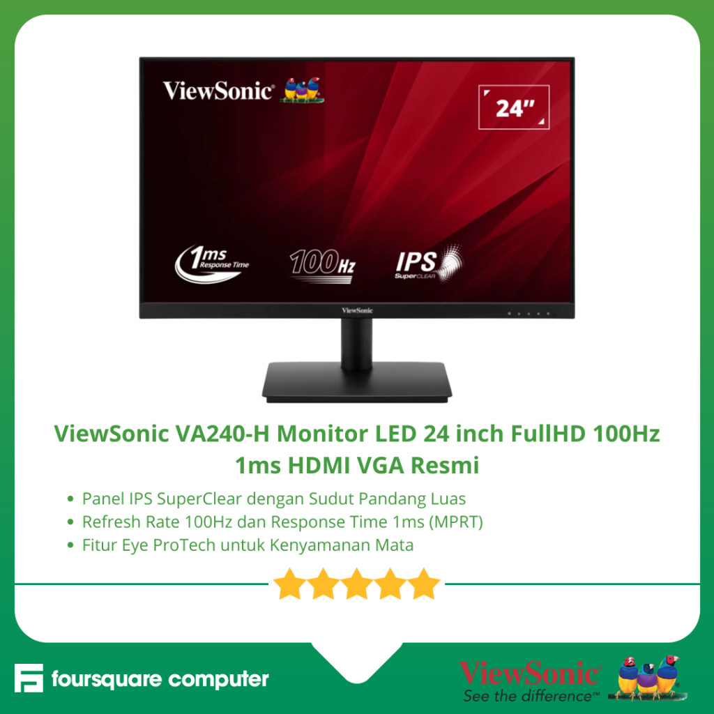 Jual ViewSonic VA240-H Monitor LED 24 inch FullHD 100Hz 1ms HDMI VGA ...