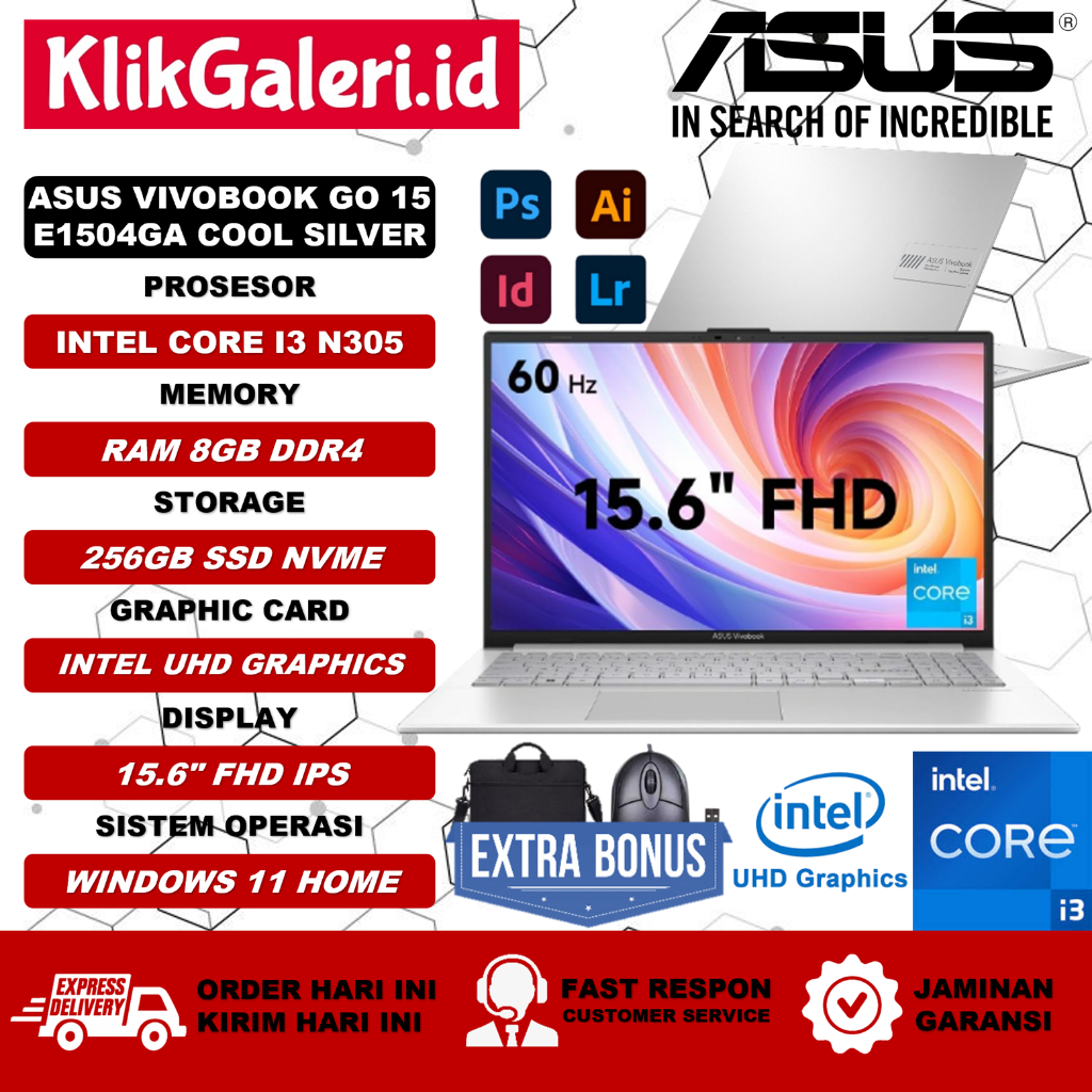 Jual Laptop Asus Vivobook Go 15 E1504GA Intel Core i3 N305 RAM 8GB ...