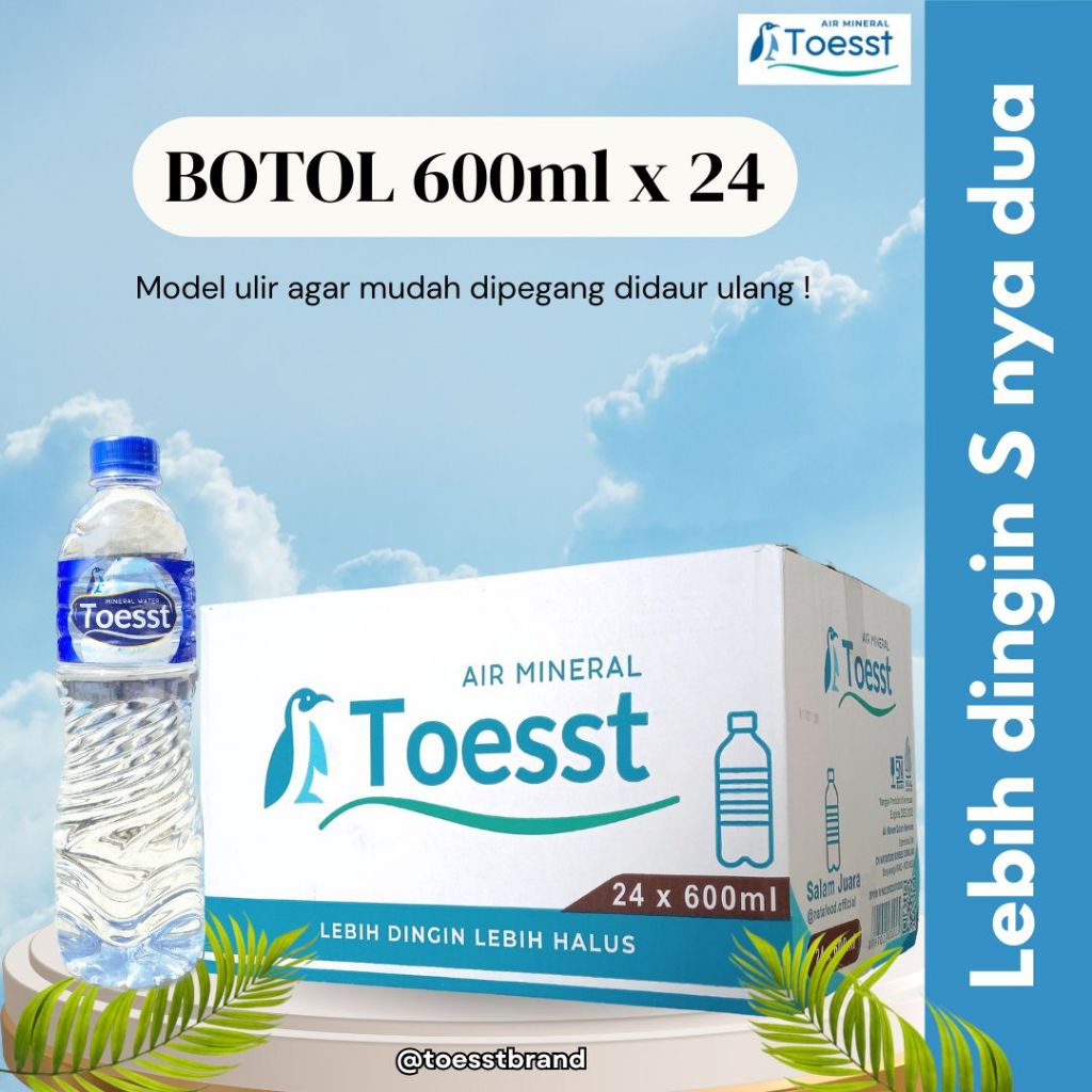Jual Toesst Air Mineral Botol 600ml Satu Dus isi 24 Botol | Shopee ...