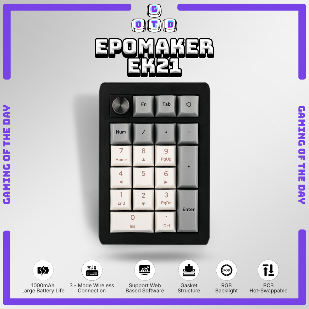 Jual Epomaker EK21 Numpad Macropad QMK/VIA 3-Mode Wireless Mechanical ...