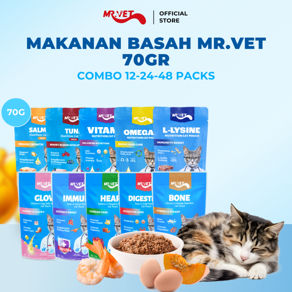 Jual Mr. Vet - KOMBO 12, 24 dan 48 Makanan Basah Kucing, Camilan Kucing ...
