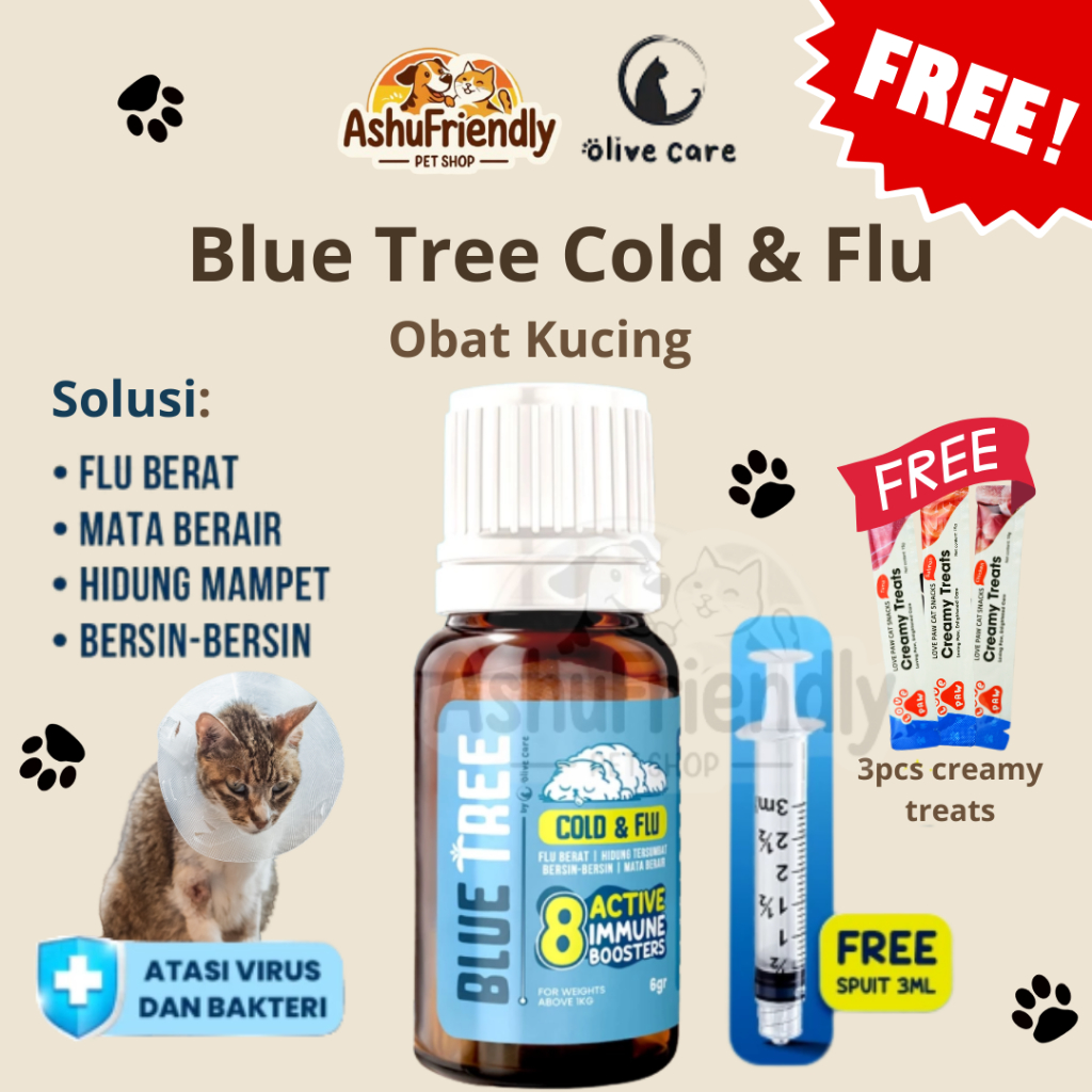 Jual Olive Care BLUE TREE Cold & Flu Vitamin Obat Kucing Mengatasi ...