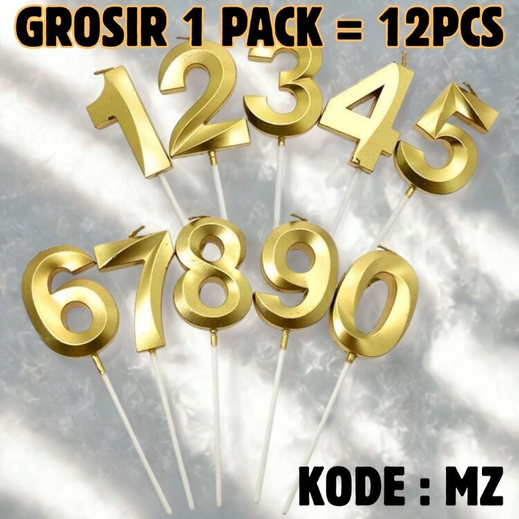Jual lilin angka gold GROSIR 12PCS (KODE : MZ) | Shopee Indonesia