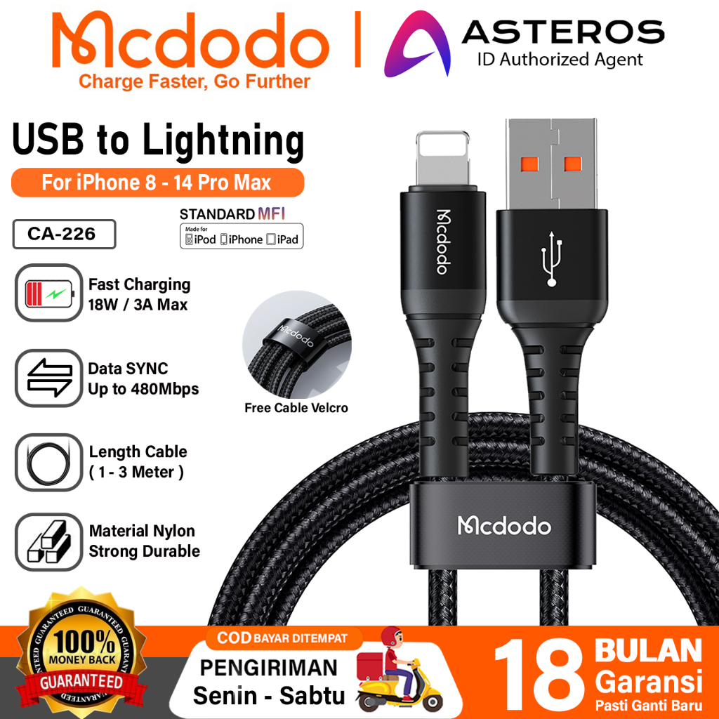 Jual MCDODO Kabel Data iPhone USB to Lightning Fast Charging 20cm 1m 2m ...