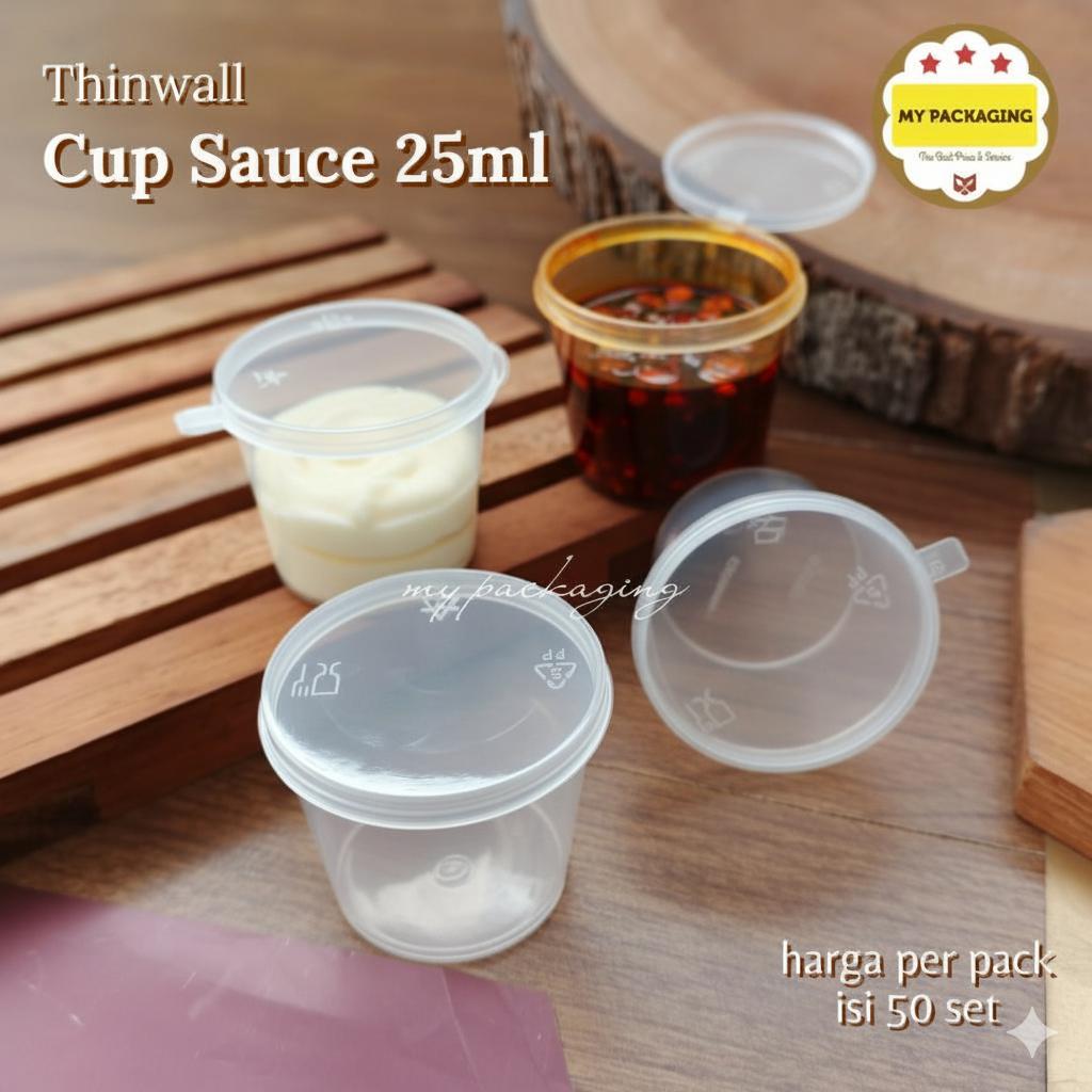 Jual Thinwall Sauce cup 25ml (50set) Tempat Saus SAUCE 25 ml / Cup ...