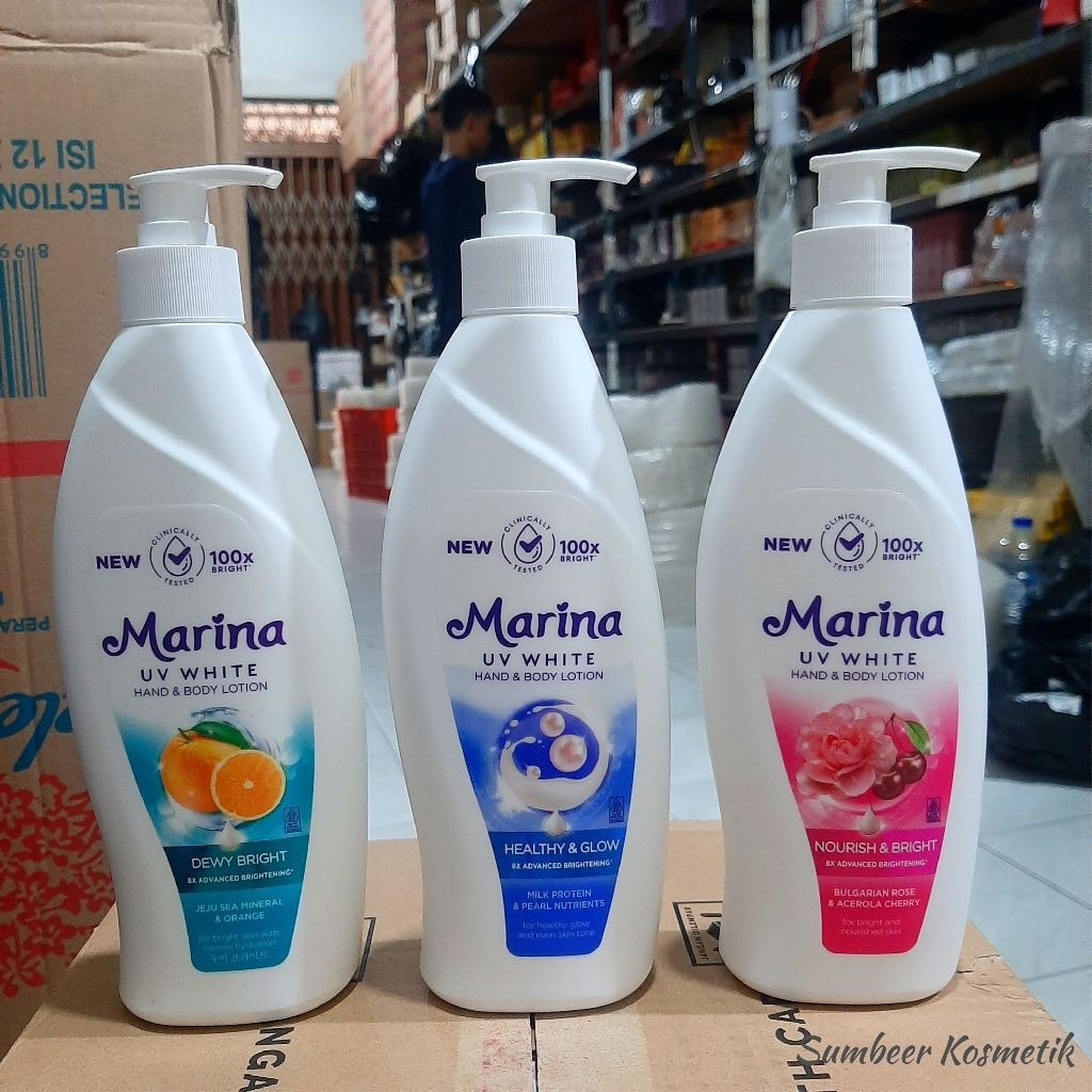Jual MARINA UV HAND & BODY LOTION POMPA 350ML | Shopee Indonesia