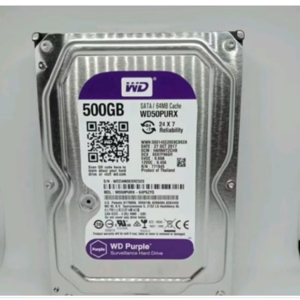Jual HARDISK 500GB WD HDD 500GB PURPLE SATA 3.5" HARDDISK CCTV DVR ...