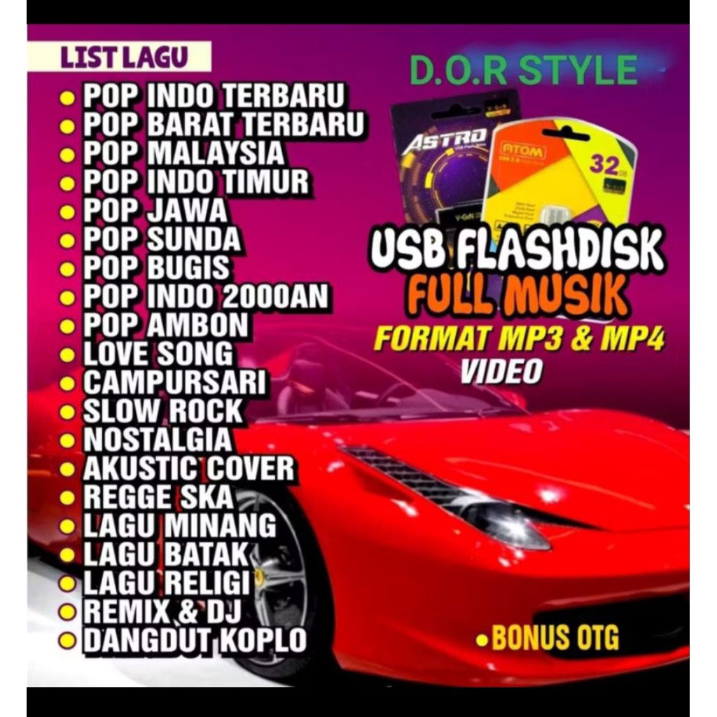 Jual flash disk mobil full lagu (isi 2000ribu lebih lagu) | Shopee ...