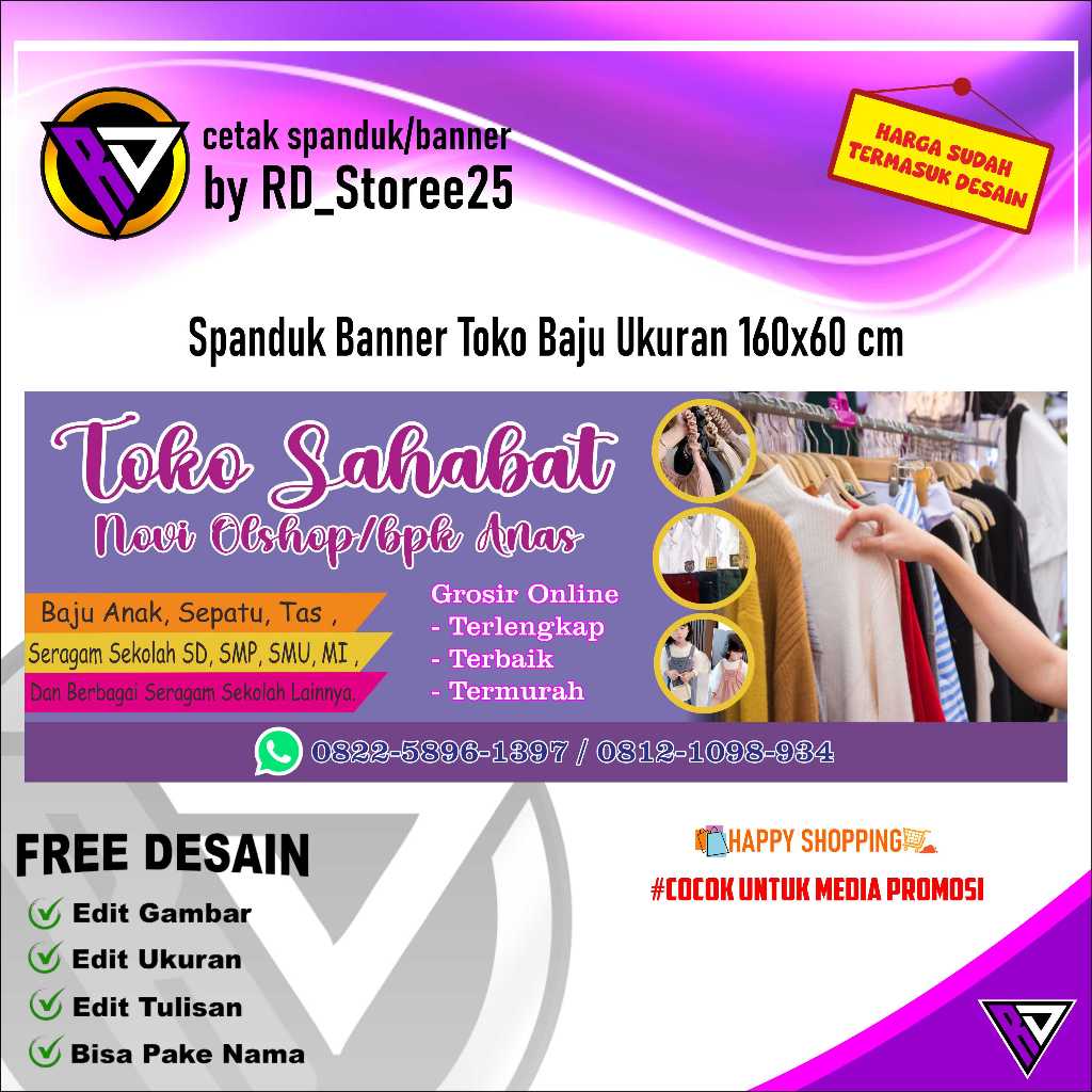 Jual Spanduk Banner Toko Baju Ukuran 160x60 cm | Shopee Indonesia