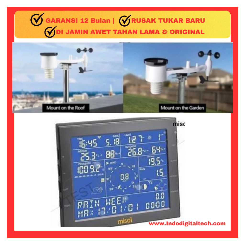 Jual Alat Pengukur Cuaca 7 in 1 Wireless Weather Station WiFi Connect ...