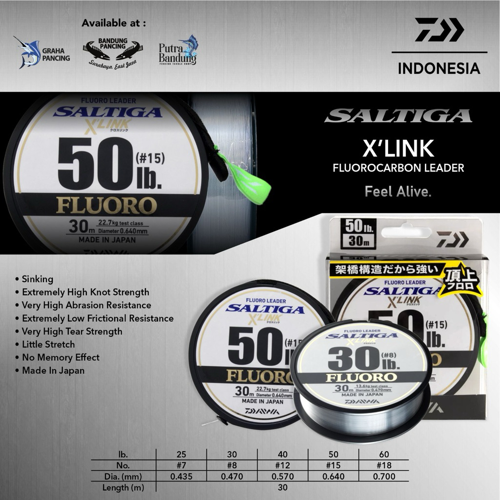 Jual LEADER DAIWA SALTIGA X LINK FLUORO LEADER 30M MADE IN JAPAN ...