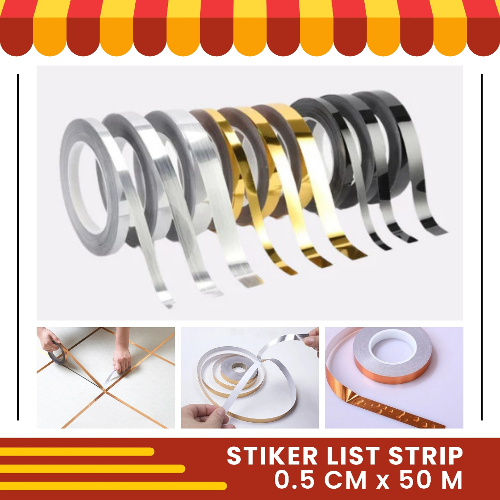 Jual Wall Sticker List Strip Lis Plat Dinding Mirror Gold Stainless ...
