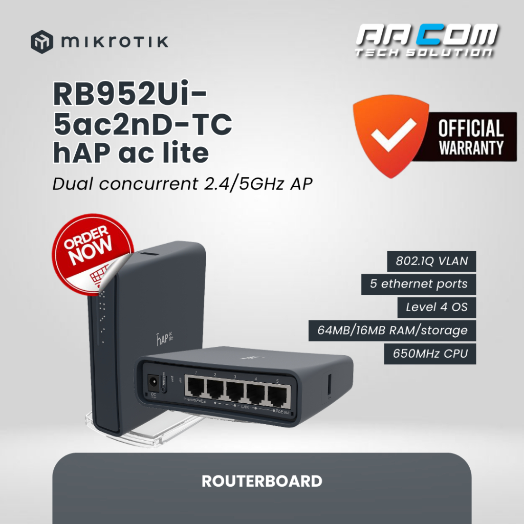 Jual MIKROTIK RB952Ui-5ac2nD-TC ROUTER WIRELESS hAP-AC-Lite-TC | Shopee ...