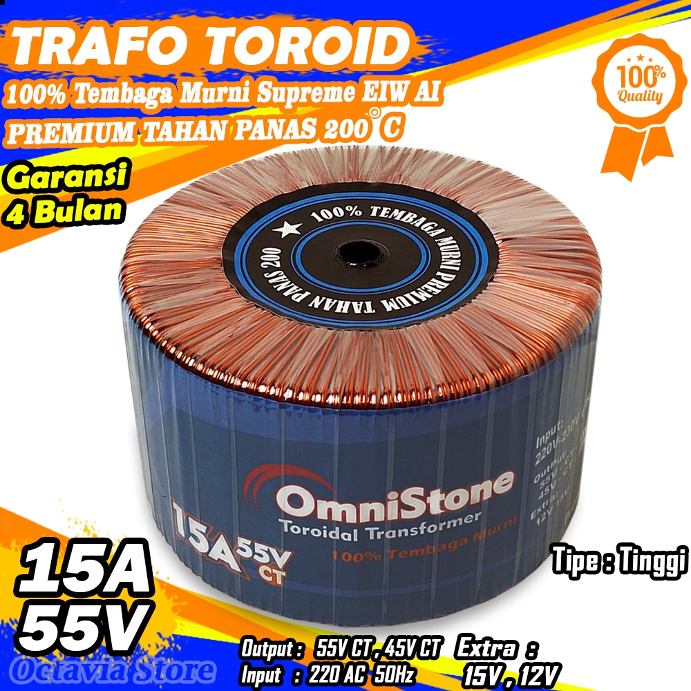 Jual Trafo Toroid OMNISTONE CT 55V 45V 15A (MURNI) Full Tembaga Murni ...