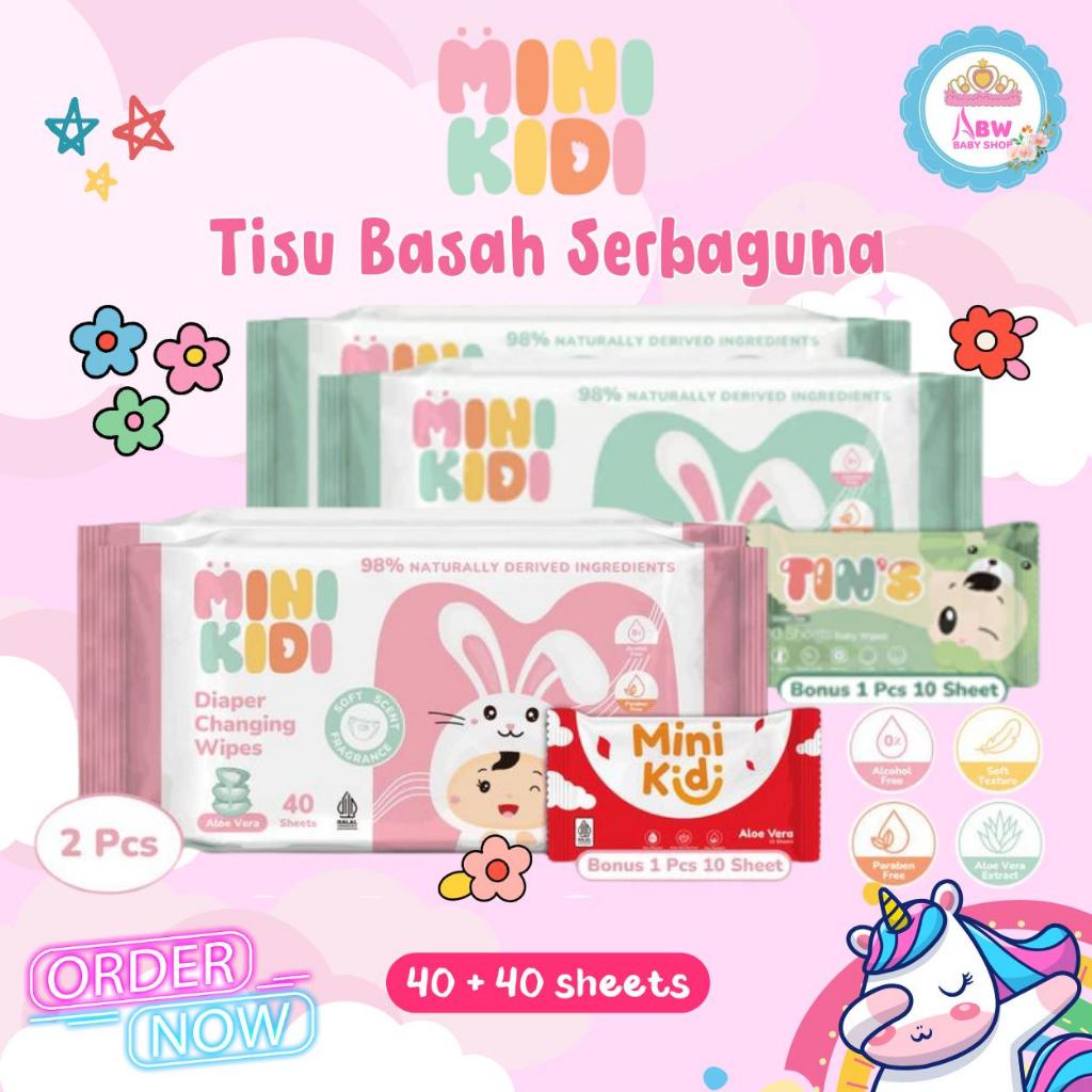Jual MiniKidi Baby Wipes Mini Kidi Tisu Basah Serbaguna Ekstrak Aloe ...