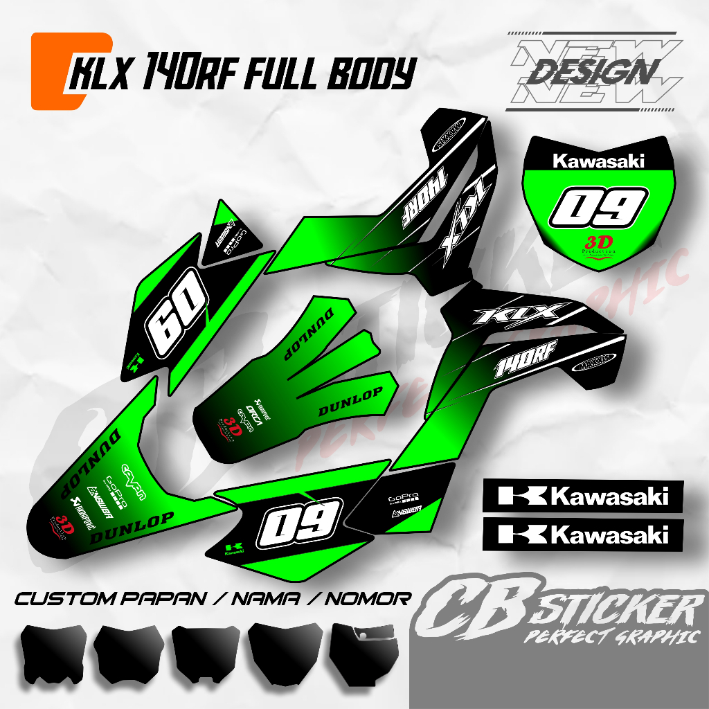 Jual Sticker full body motor KLX 140 bebas custom, ganti nama, warna ...