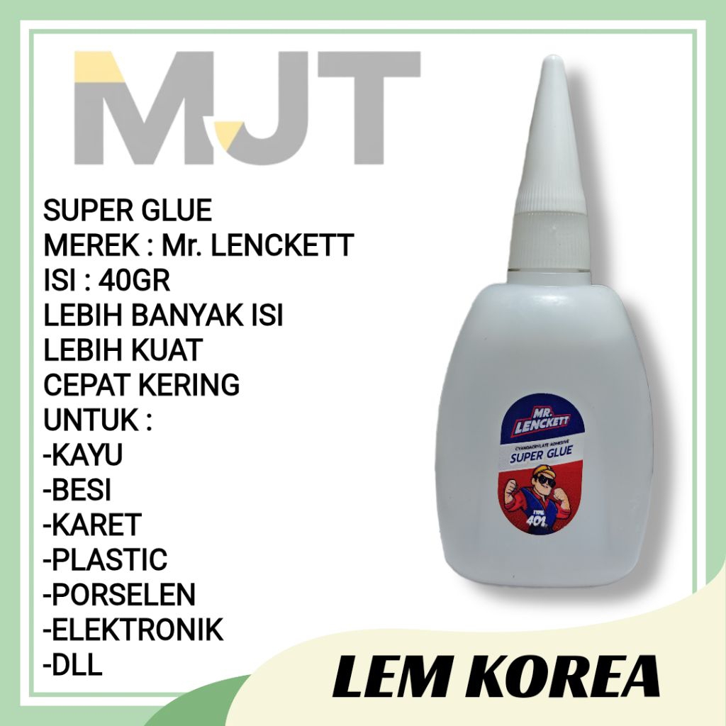 Jual Mr. LENCKETT Lem super Glue / Lem korea Besar / Lem alteco besar ...