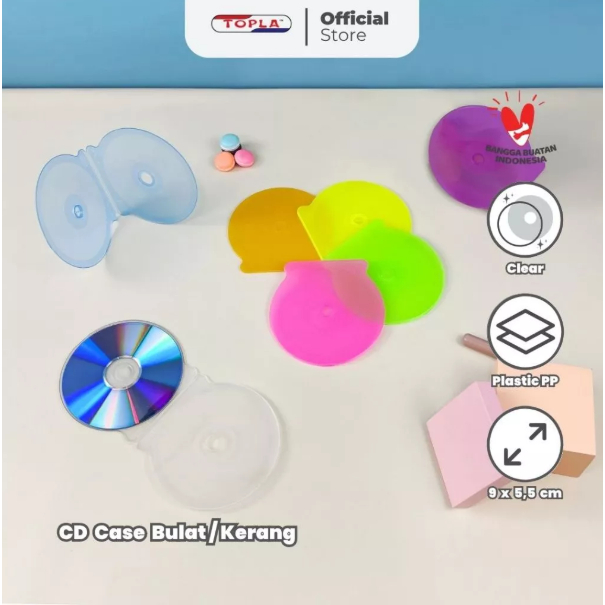 Jual CD Case Bulat Mika / Tempat Kaset CD DVD Kotak Penyimpanan Bening ...