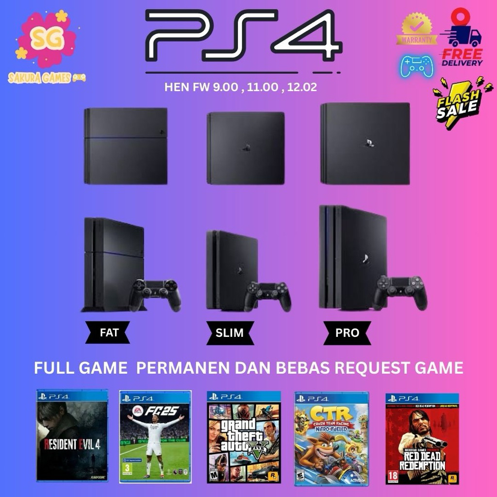 Jual PS4 HEN 9.00/11.00/12.02 PRO/SLIM/FAT 500GB/1TB DAN 2STIK BEBAS ...