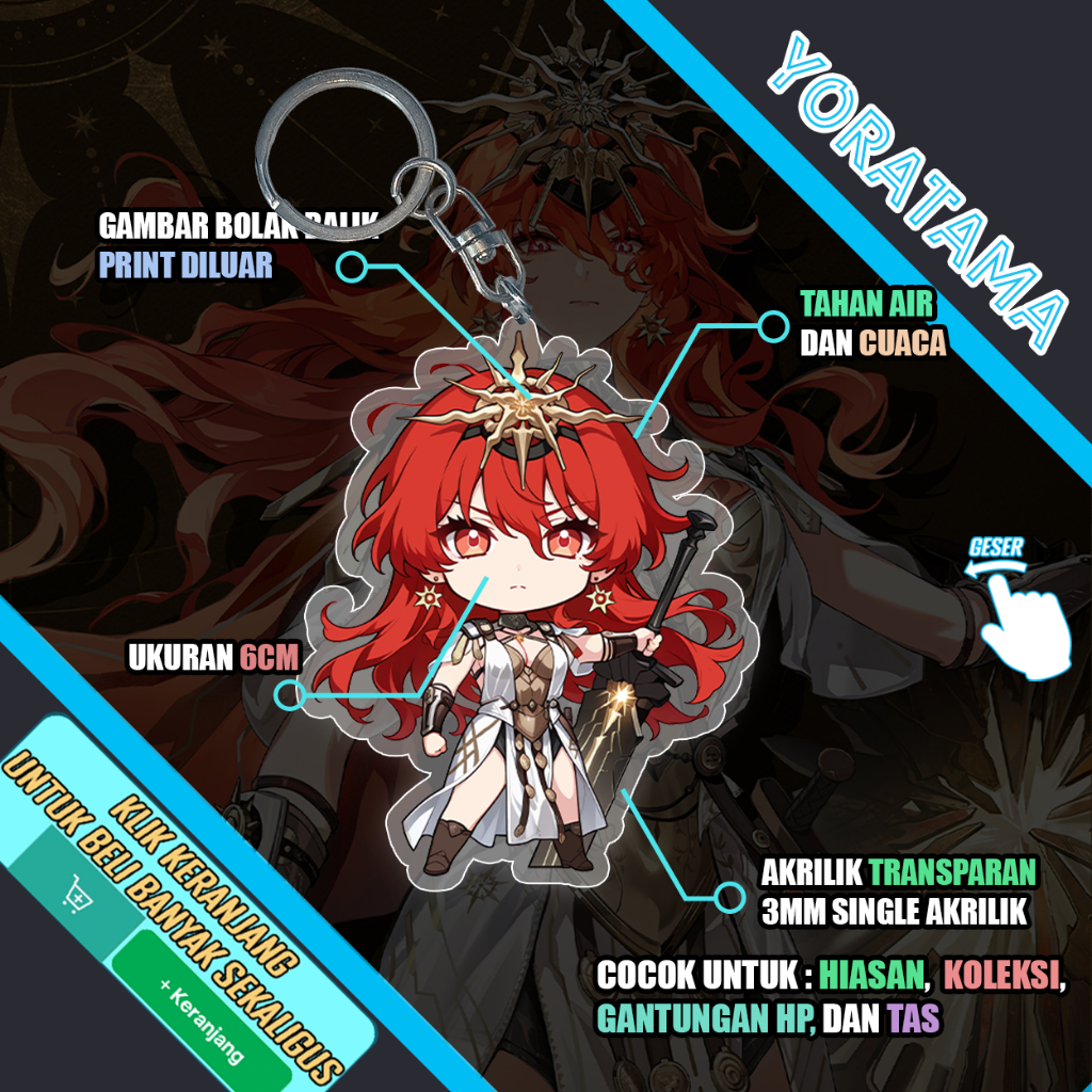 Jual Gantungan Kunci Augusta Wuthering Waves, Keychain Anime Lucu ...