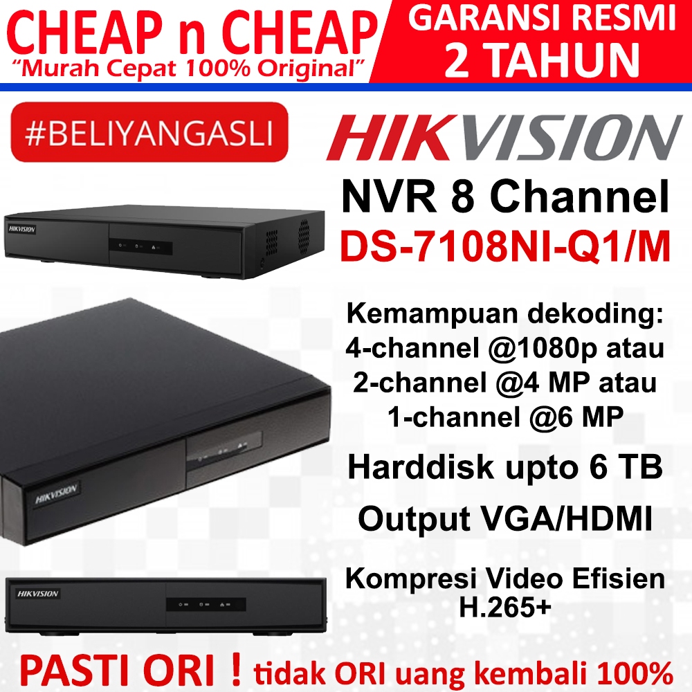 Jual NVR Hikvision 8 Channel DS-7108NI-Q1/M 2MP - NVR Hik Vision 4CH 8CH 16CH | Shopee Indonesia