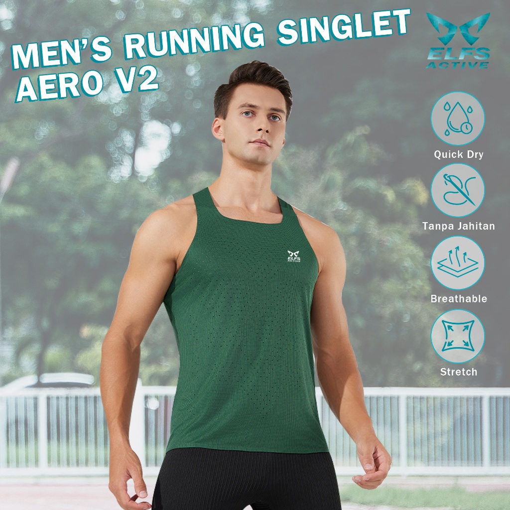 Jual Elfs Active Men's Running Singlet AERO V2 Perforated Seamless ...
