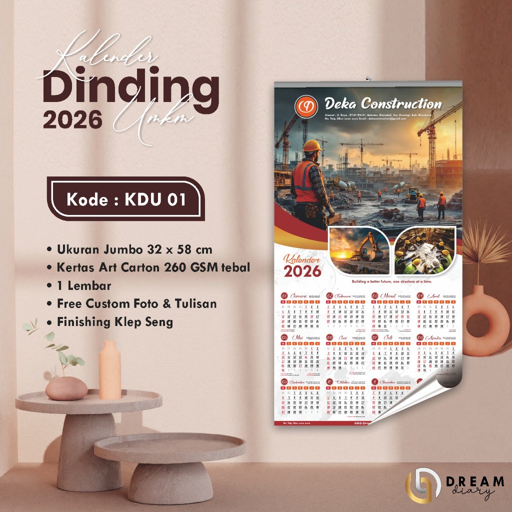 Jual CETAK KALENDER DINDING 2026 KDU 1 PLY CUSTOM FOTO KELUARGA/OLSHOP ...