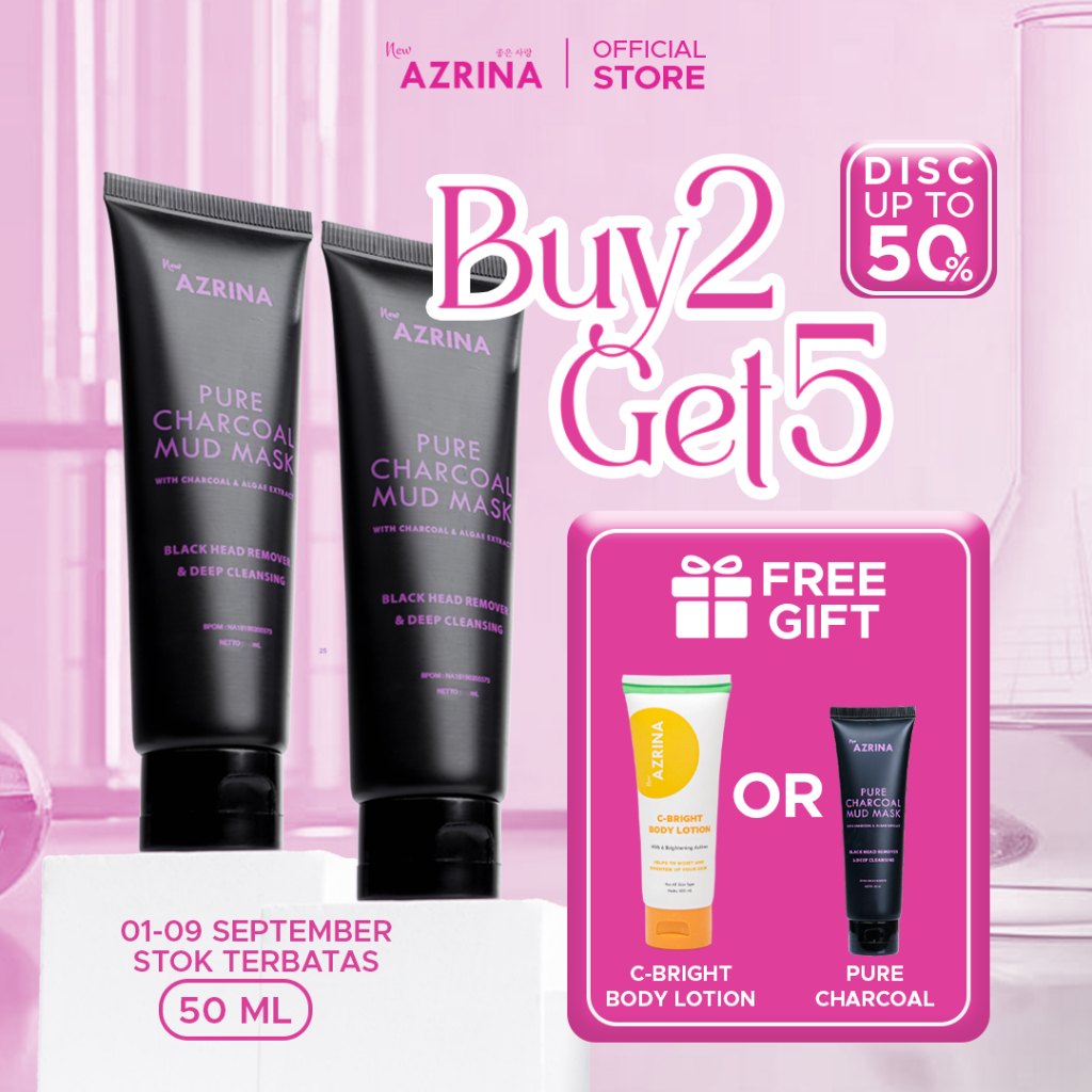 Jual [𝐁𝐈𝐆 𝐃𝐄𝐀𝐋! 𝟐 𝐏𝐂𝐒] Azrina Charcoal Mud Mask - Masker Wajah Untuk ...