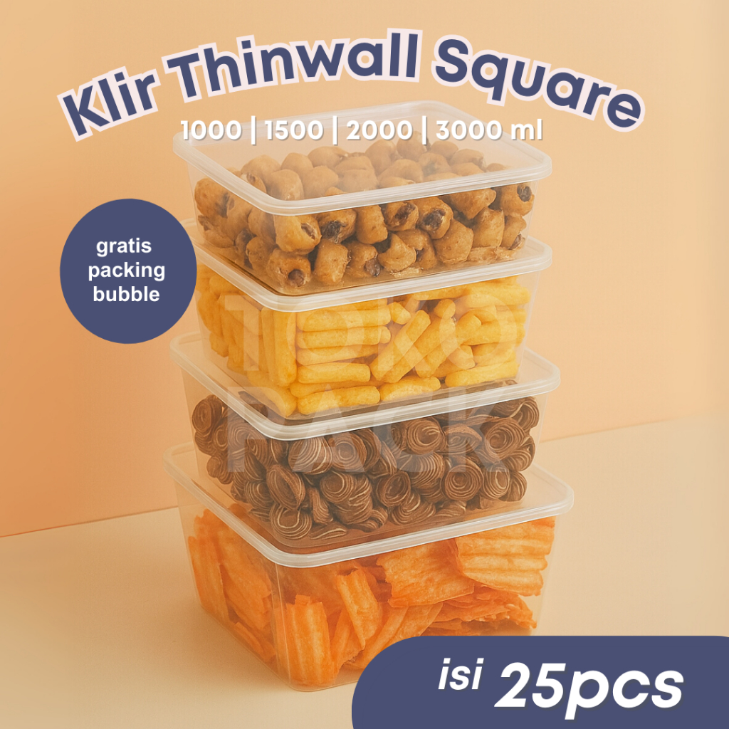 Jual (25 PCS) THINWALL SQUARE KLIR 1000 1500 2000 3000 ML | Shopee ...