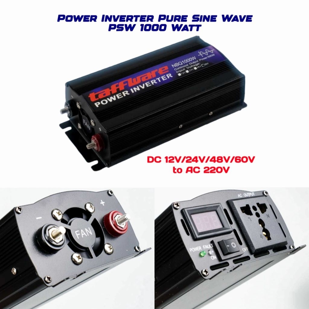 Jual Power Inverter Pure Sine Wave DC 12V/24V/48V/60V Ke AC 220V 1000 ...