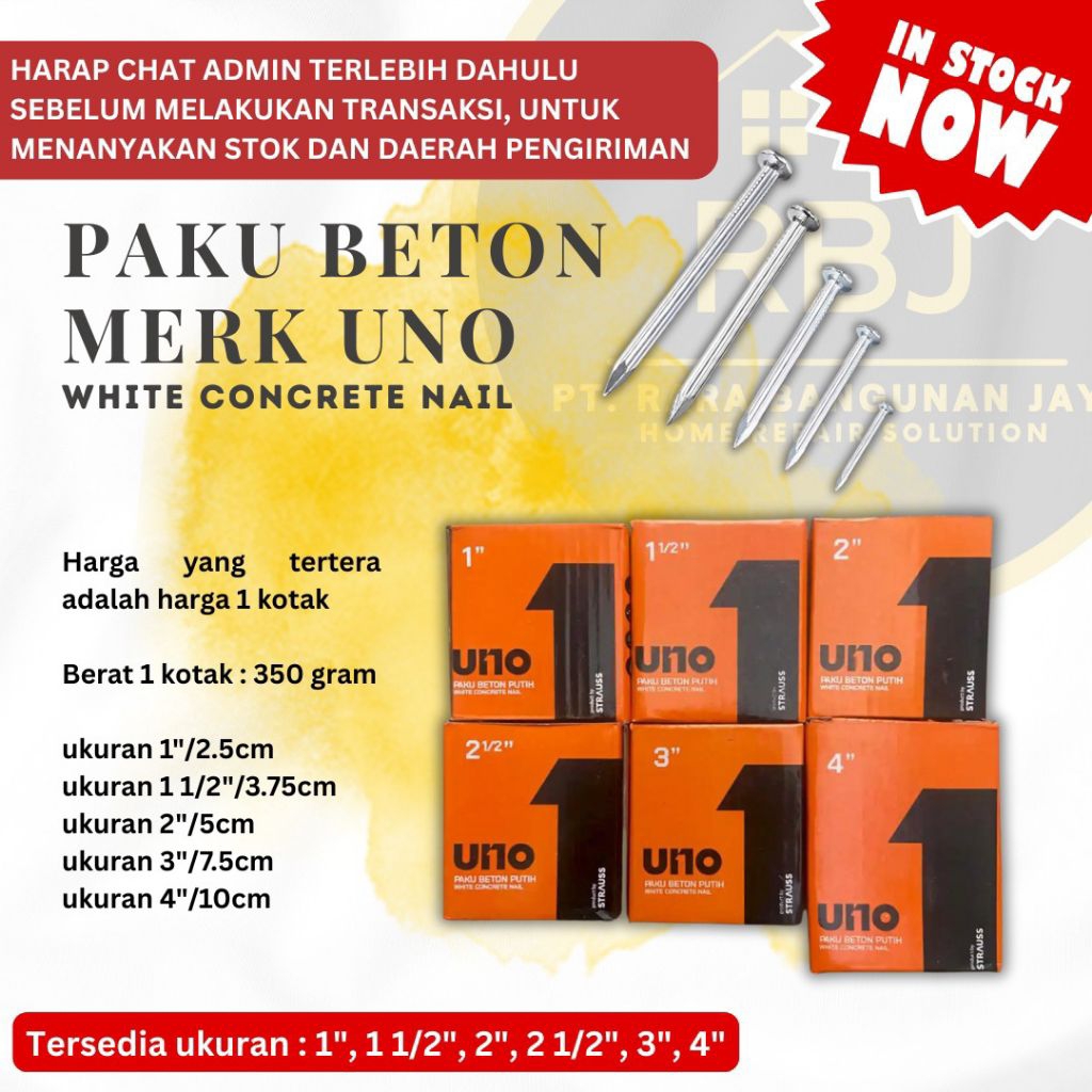 Jual Paku Beton/ Paku COR UNO Warna Putih 350 gram 1"-4" | Shopee Indonesia