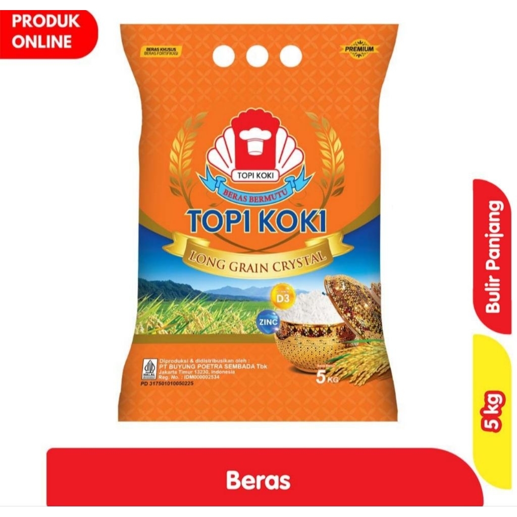 Jual BERAS TOPI KOKI LONG GRAIN Beras Premium 5kg | Shopee Indonesia