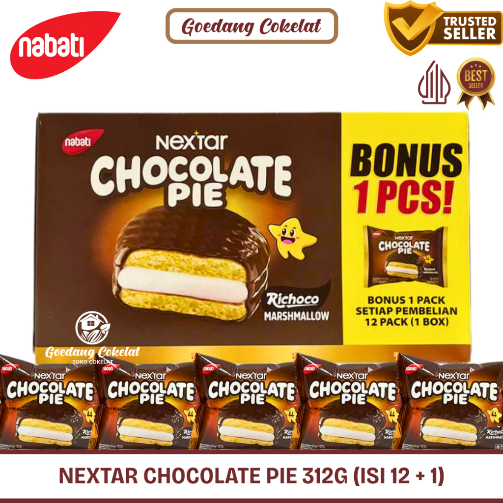 Jual YUMMY! Nabati Nextar Chocolate Pie Chocopie 312g 1 Box Isi 12 + 1 ...