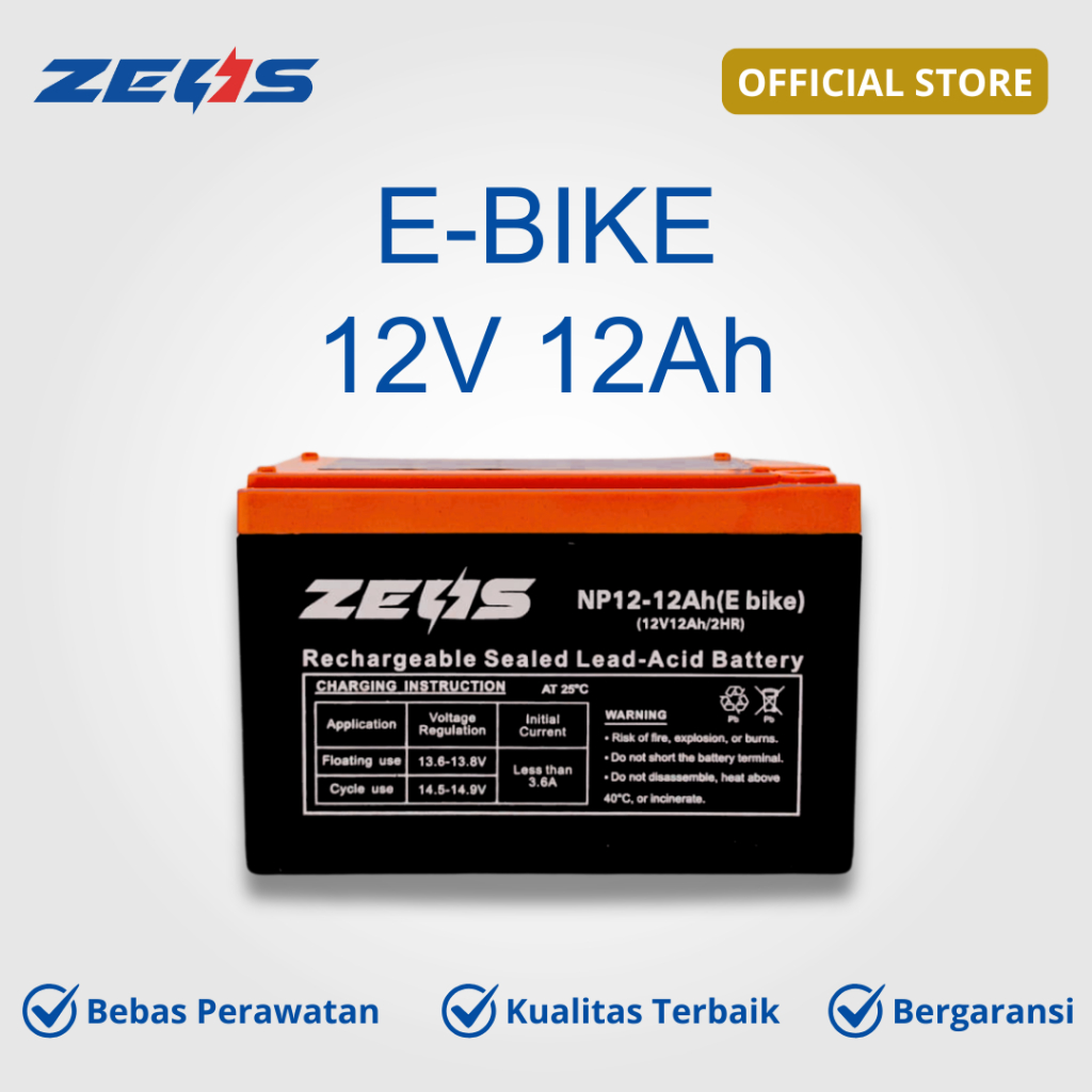 Jual Aki Sepeda Listrik Selis Zeus Battery 12V 12Ah E-BIKE/ 12V12AH E ...