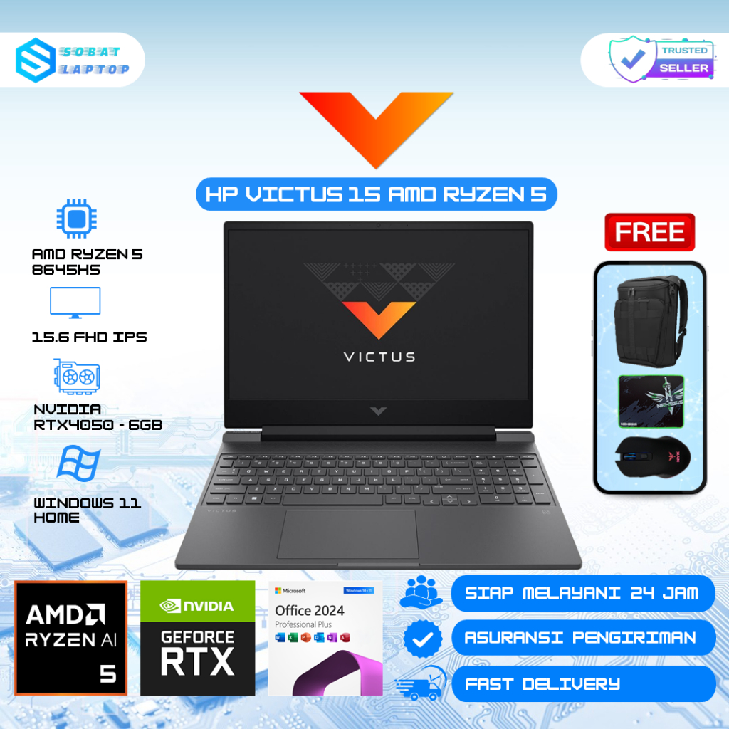Jual Hp Victus 15 AMD Ryzen 5 8645HS Nvidia RTX4050 Ram 32GB 1TB SSD ...