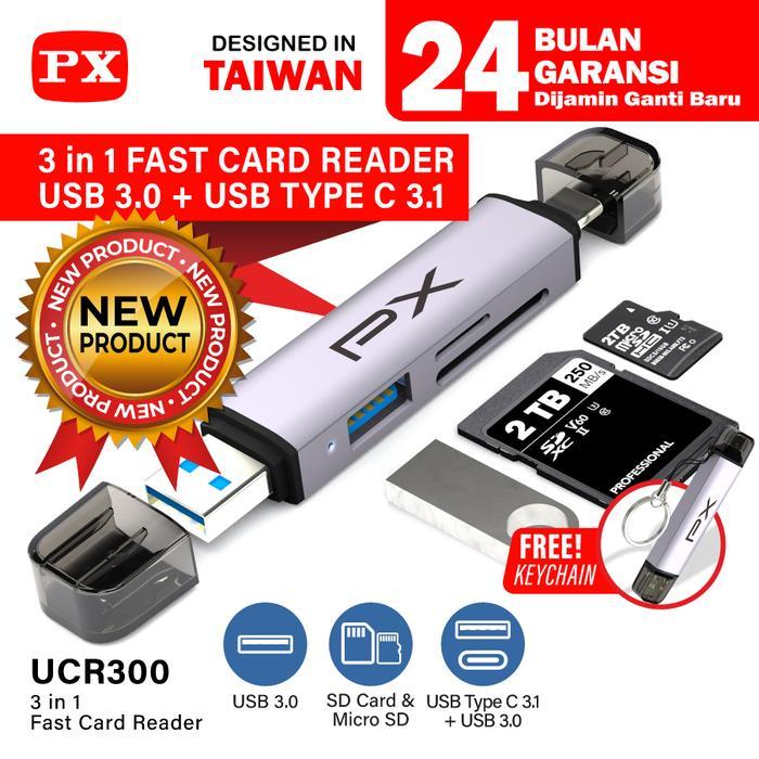Jual PX UCR300 Card Reader Micro SD Card High Speed Type C OTG 2 in 1 ...
