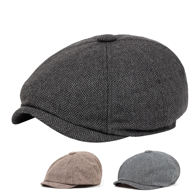 Jual Topi Baret Retro Pria Topi Inggris Vintage Herringbone Tweed ...