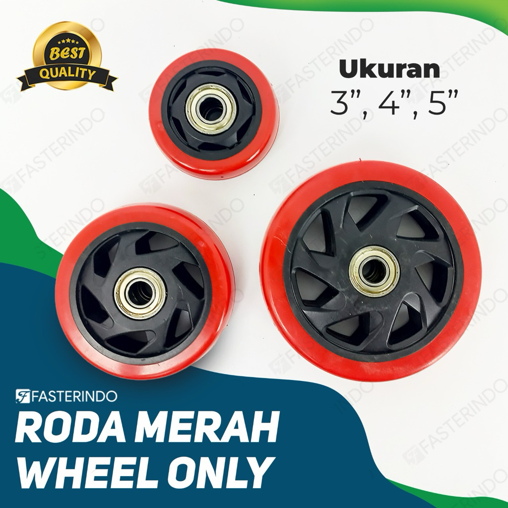 Jual Roda Pu Merah Wheel Only (Roda Saja) / Roda Troli / Roda Caster ...