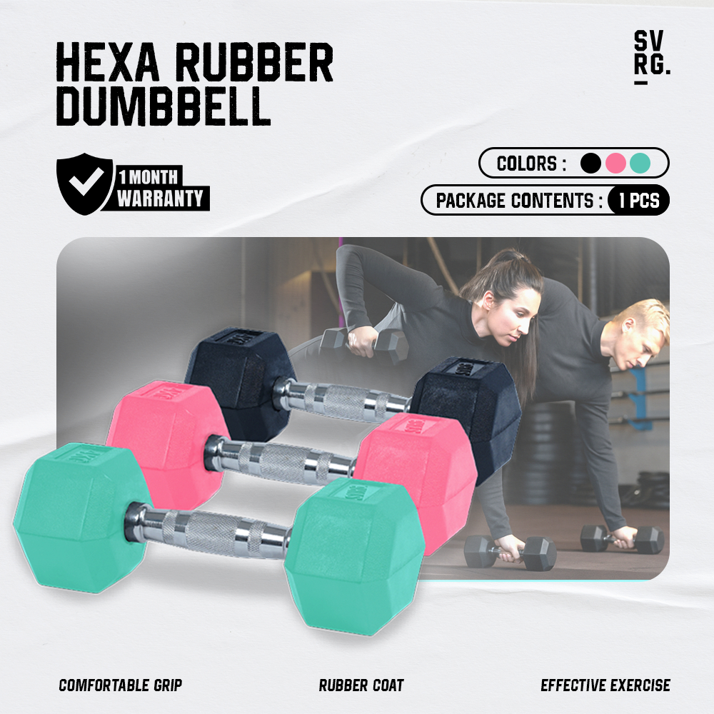 Jual SVRG Hexagonal Dumbbell - 8 KG - Hexagon Rubber Dumbbell Barbell ...