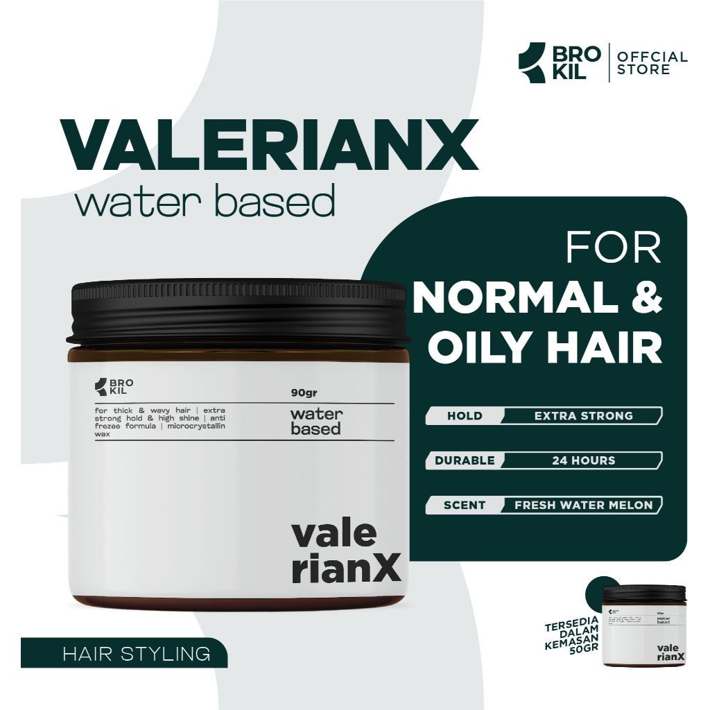 Jual Brokil - Valerian X Pomade Waterbased 50gr Hair Styling Gel Clay ...