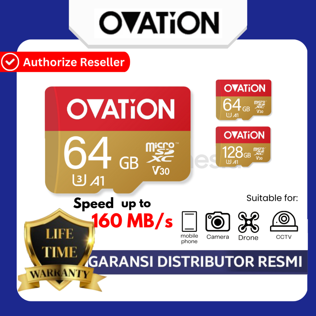 Jual OVATION Micro SD 64GB / 128GB Memory Card Extreme Microsd U1 U3 A1 ...