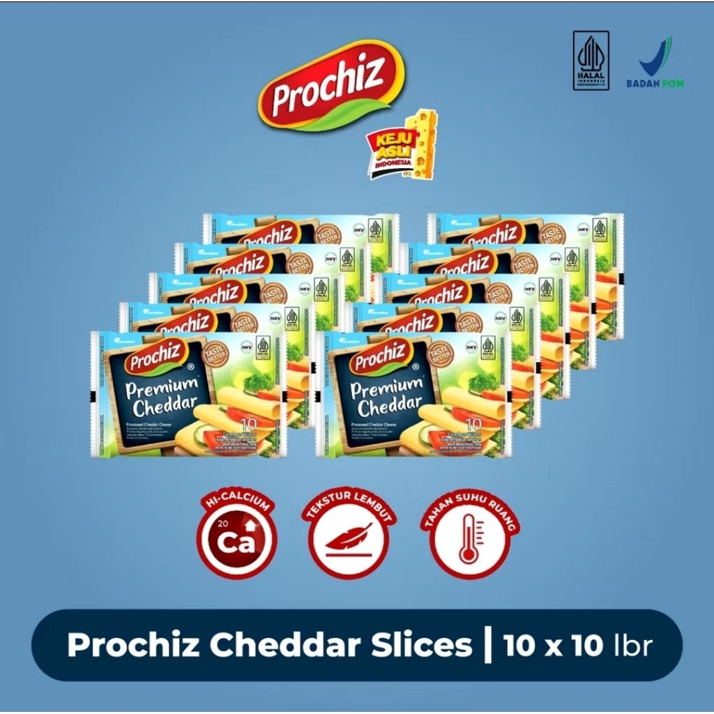 Jual PROCHIZ CHEDDAR PREMIUM SLICES 10 × 10 LEMBAR | Shopee Indonesia
