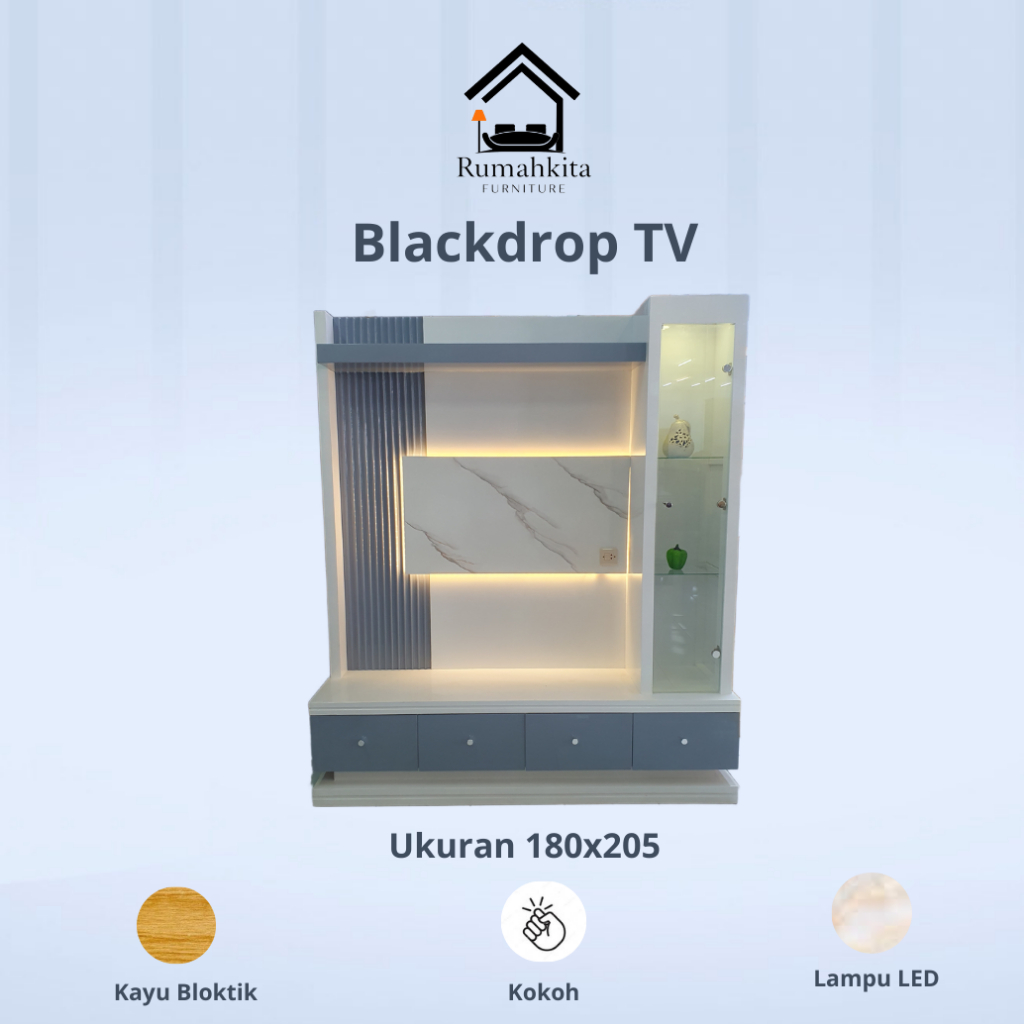 Jual Backdrop TV LED Mewah BAHAN KAYU | Shopee Indonesia