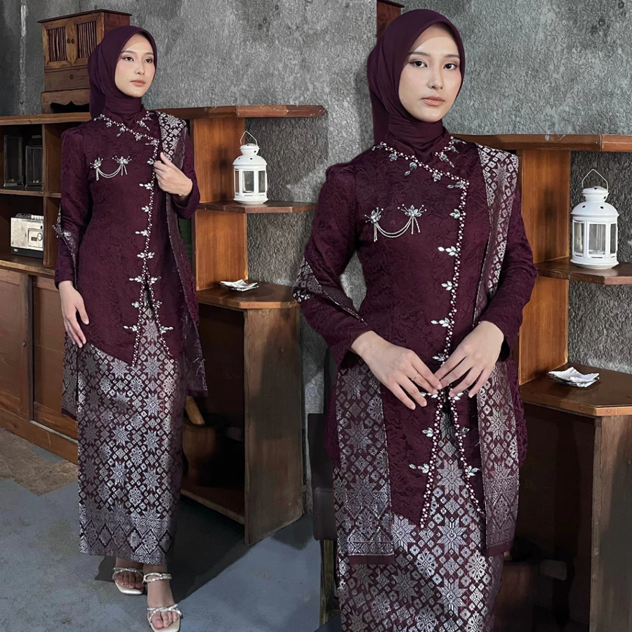 Jual Special Burgundy Mahogany | FREE BROS | Set Kebaya Modern Janggan Series Wisuda Lamaran ...