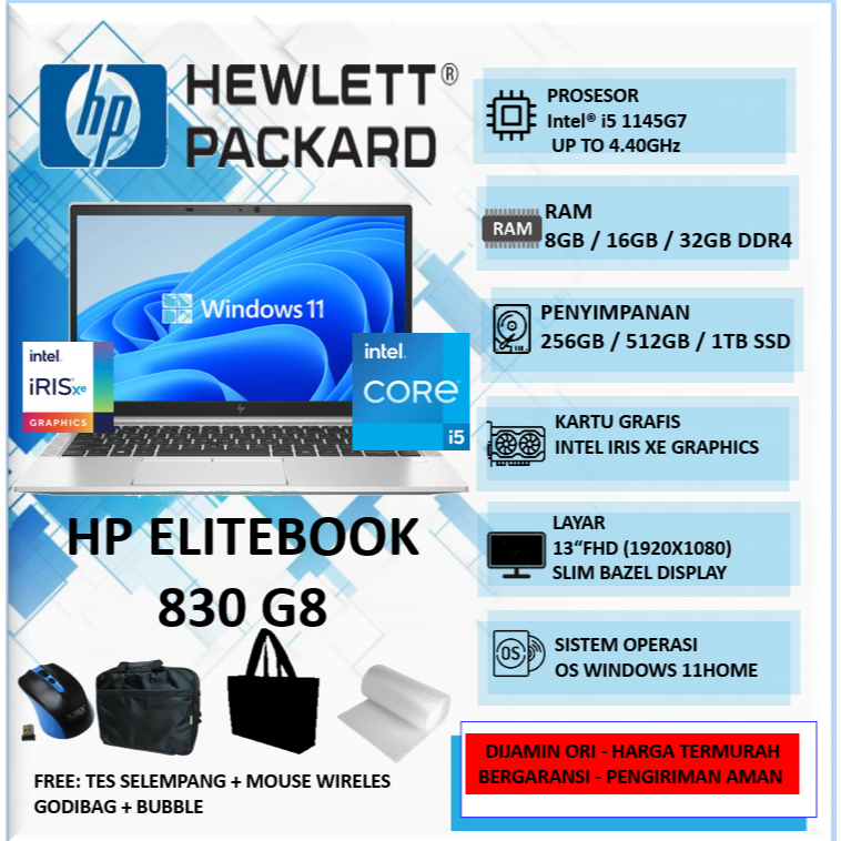 Jual Laptop HP ELITEBOOK 830 G8 Intel i5 Gen11 32GB 1TB Intel Iris Xe ...