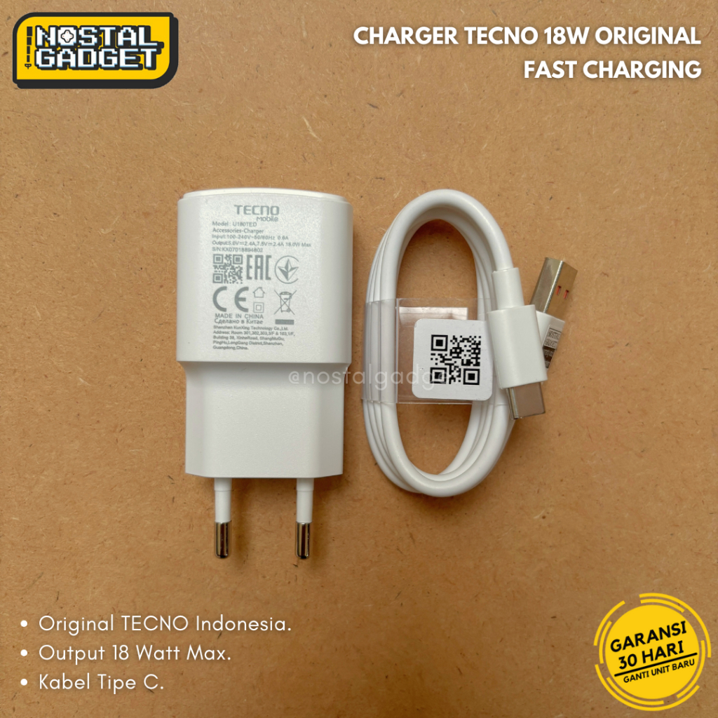 Jual Charger TECNO Tipe C 18W Fast Charging SPARK 10 20C 30C NFC GO 2 ...